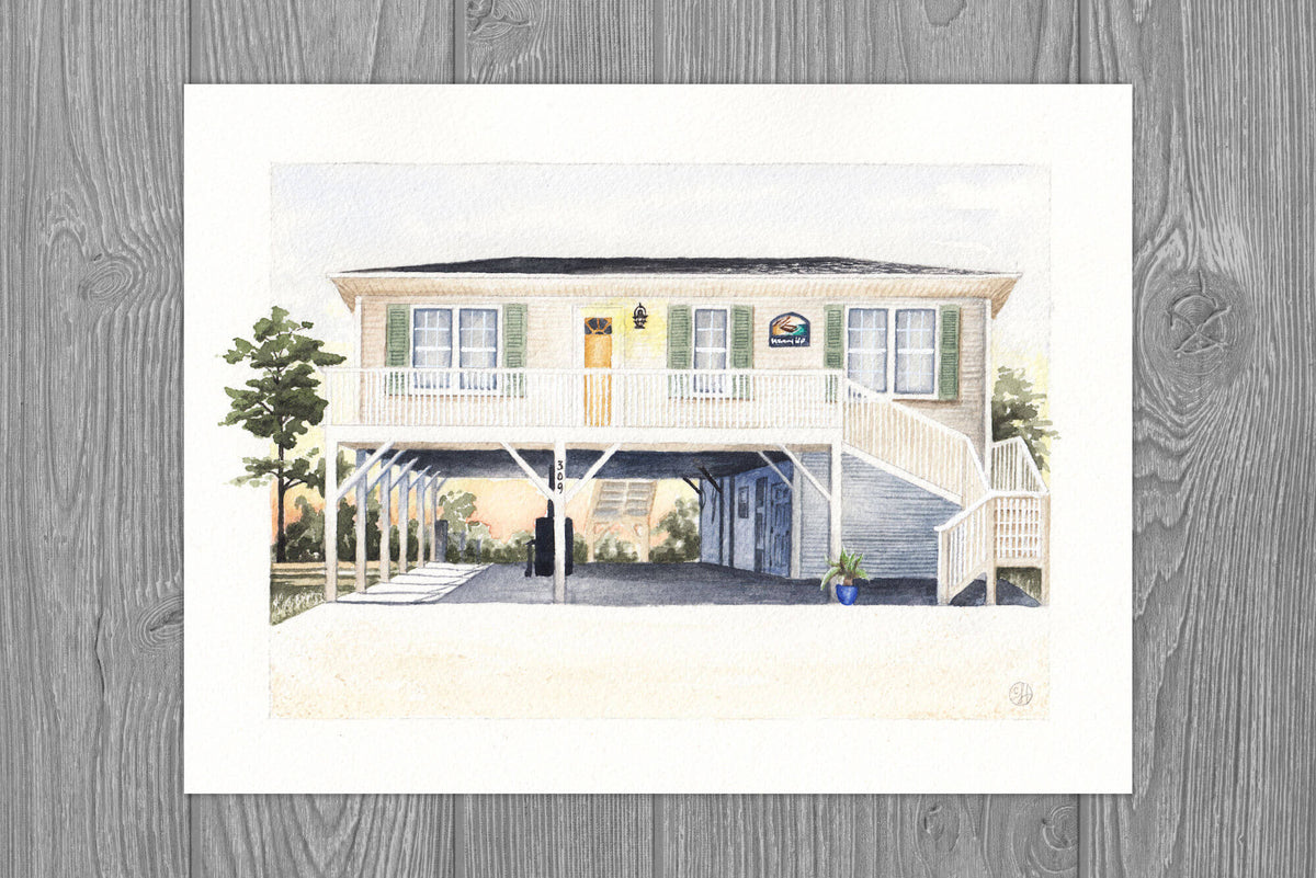 Custom Beach House Portrait – Tiny Pine Art