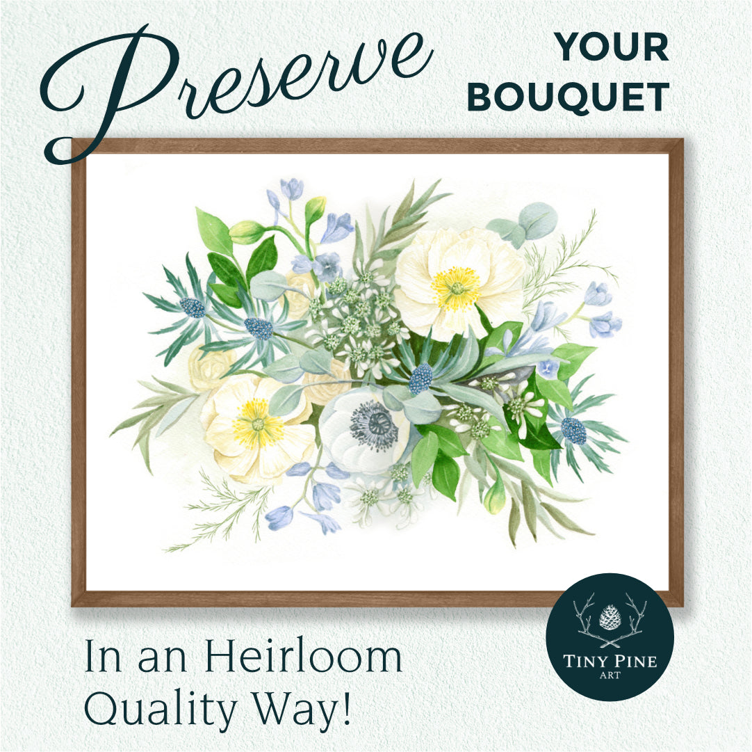 Custom Wedding Bouquet Painting – Tiny Pine Art